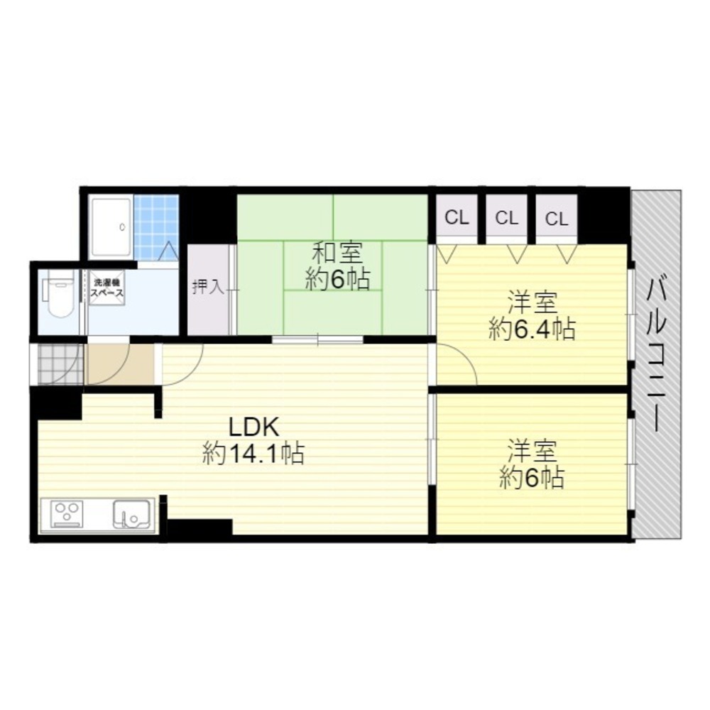 東海道本線（JR西日本） 茨木駅 地上9階建て 築52年 大阪府茨木市新中条町 (12.8万円／3LDK (和室4.5 和室6 和室6 LDK11)／66.52㎡)｜賃貸物件(賃貸マンション ...