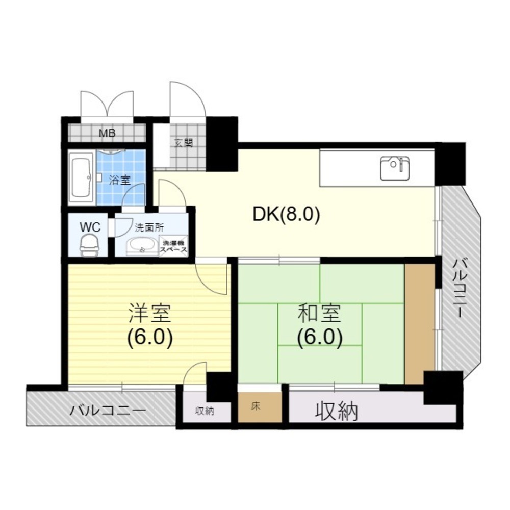 ダイヤハイツ湊川 兵庫県神戸市兵庫区中道通1丁目 (5.9万円／2LDK (和室6 洋室6 DK8)／47.4㎡)｜賃貸物件(賃貸マンション・アパート・一戸建て)の住宅情報・お部屋探しなら ...