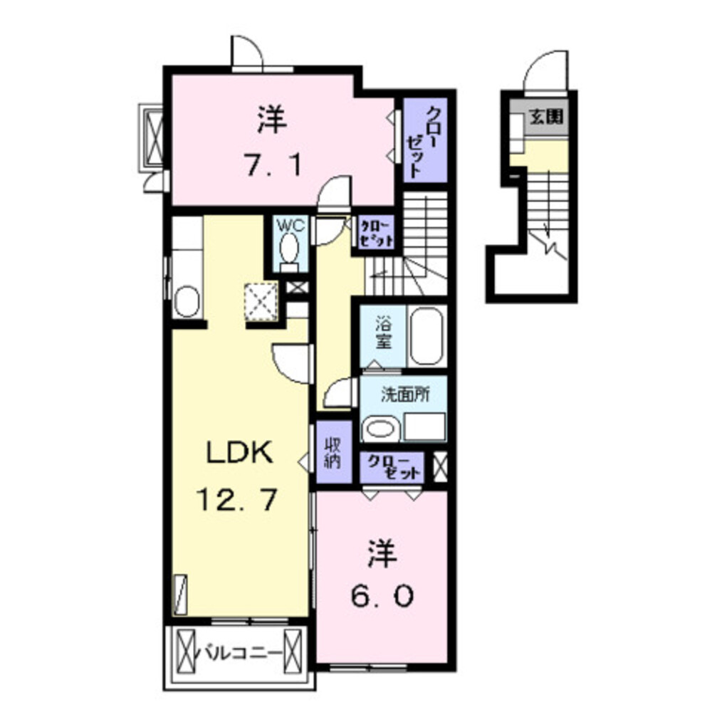 名古屋臨海高速鉄道あおなみ線 荒子川公園駅 地上2階建て 築14年 愛知県名古屋市港区甚兵衛通4丁目 (6.4万円／2LDK (洋室6 洋室7.1 LDK12.7)／63.86㎡)｜賃貸物件 ...