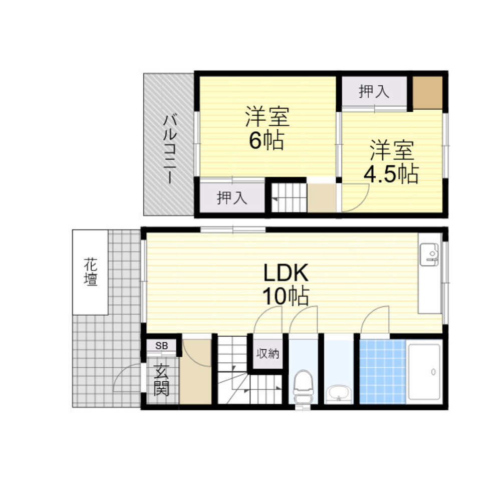 KASHIWAGI貸家 大阪府堺市堺区柏木町2丁 (6.5万円／2LDK (洋室4.5 洋室6 LDK10)／49.67㎡)｜賃貸物件(賃貸マンション・アパート・一戸建て)の住宅情報・お ...