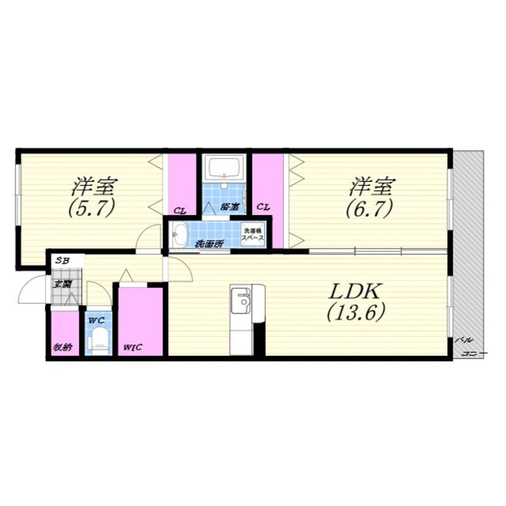 神戸市営地下鉄西神・山手線 名谷駅 地上10階建て 築19年 兵庫県神戸市須磨区白川台5丁目 (6.9万円／2LDK (洋室5.7 洋室6.7 LDK13.6)／63.79㎡)｜賃貸物件(賃貸 ...