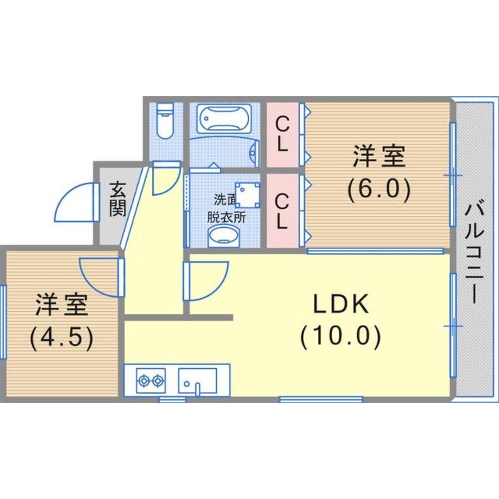 ラムール花隈 兵庫県神戸市中央区花隈町 (8.8万円／2LDK (洋室4 洋室5 LDK10)／44.43㎡)｜賃貸物件(賃貸マンション・アパート・一戸建て)の住宅情報・お部屋探しなら ...