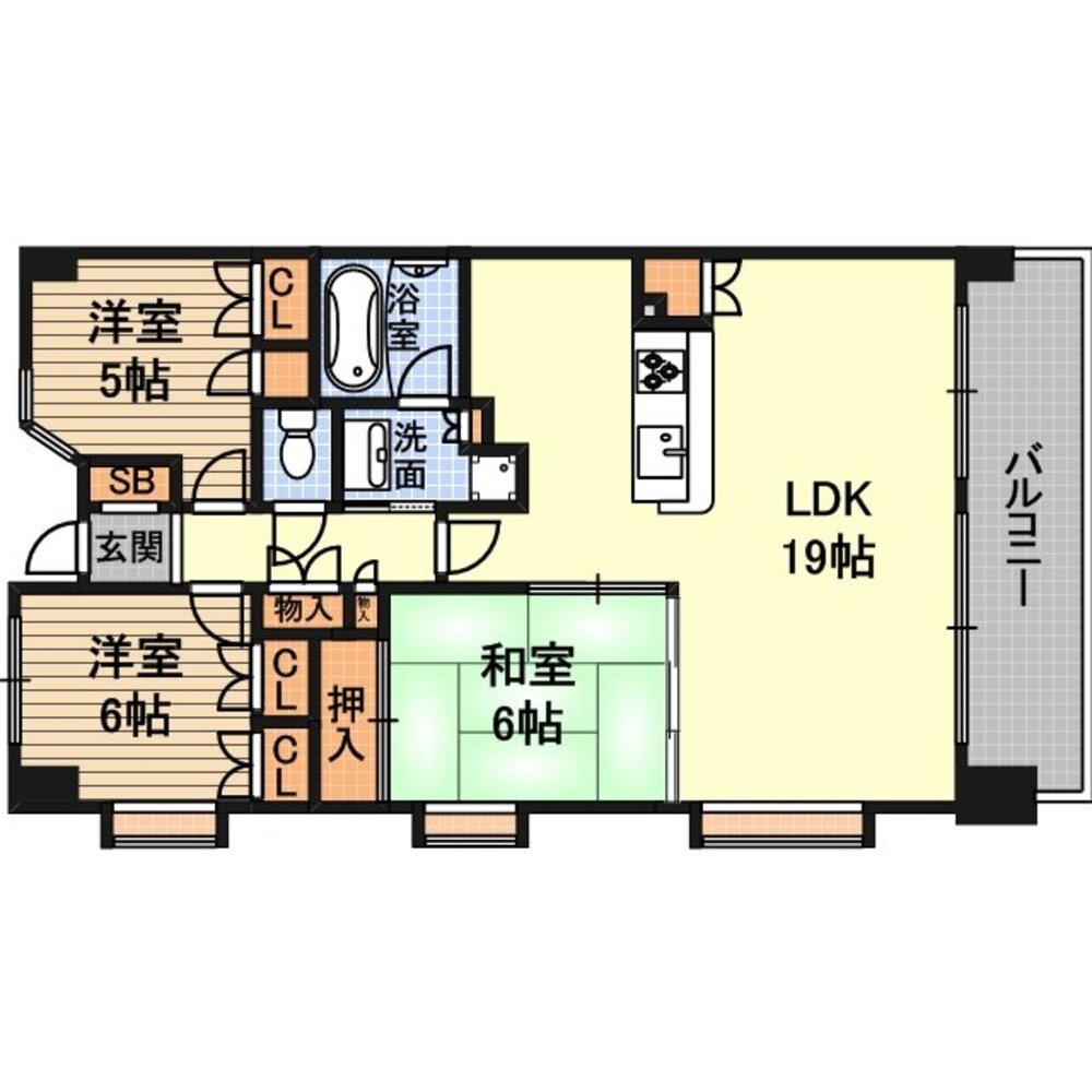 阪急宝塚本線 三国駅 地上15階建て（地下10階付き） 築13年 大阪府大阪市淀川区新高1丁目 (19.8万円／3LDK (和室6 洋室5 洋室6 LDK19)／80.02㎡)｜賃貸物件(賃貸 ...