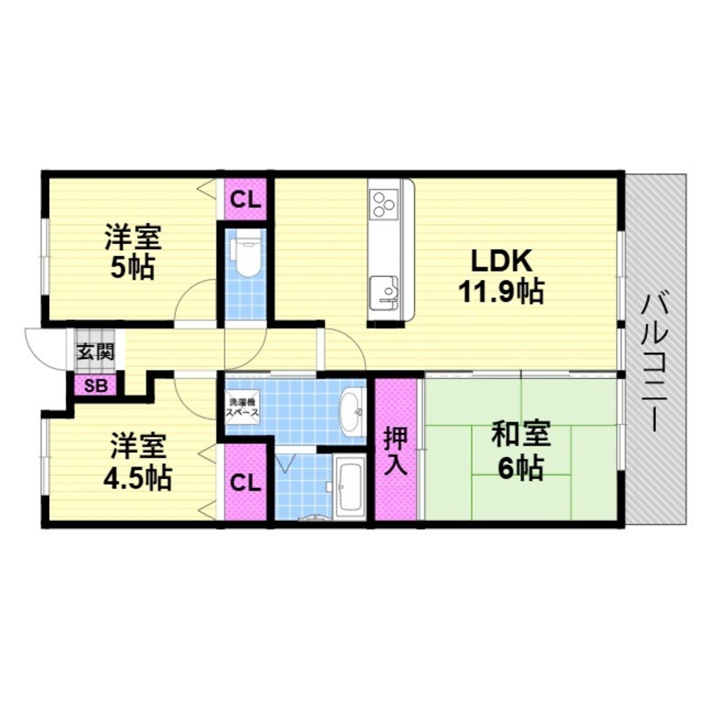 四條畷ロイヤルマンション 大阪府四條畷市大字中野 (7.4万円／3LDK (和室6 洋室4.5 洋室5 LDK11.9)／57.97㎡)｜賃貸物件(賃貸マンション・アパート・一戸建て)の住宅 ...