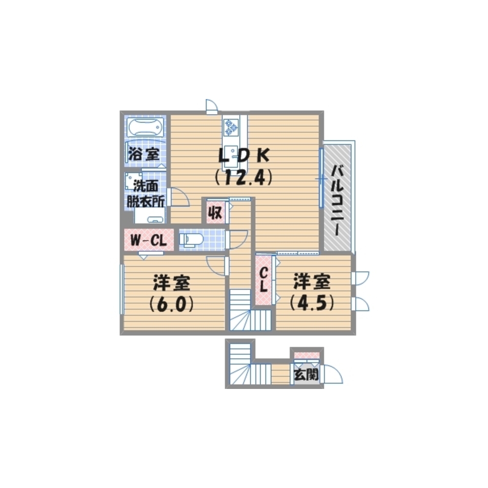 チェリーハウス2 B棟 兵庫県西宮市愛宕山 (12万円／2LDK (洋室4.5 洋室6 LDK12.4)／60.76㎡)｜賃貸物件(賃貸マンション・アパート・一戸建て)の住宅情報・お部屋探し ...