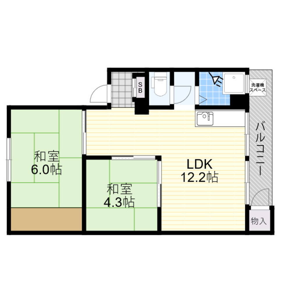 箕面グリーンハイツ1 大阪府箕面市箕面8丁目 (5万円／2LDK (和室4.3 和室6 LDK12.2)／42.9㎡)｜賃貸物件(賃貸マンション・アパート・一戸建て)の住宅情報・お部屋探しなら ...
