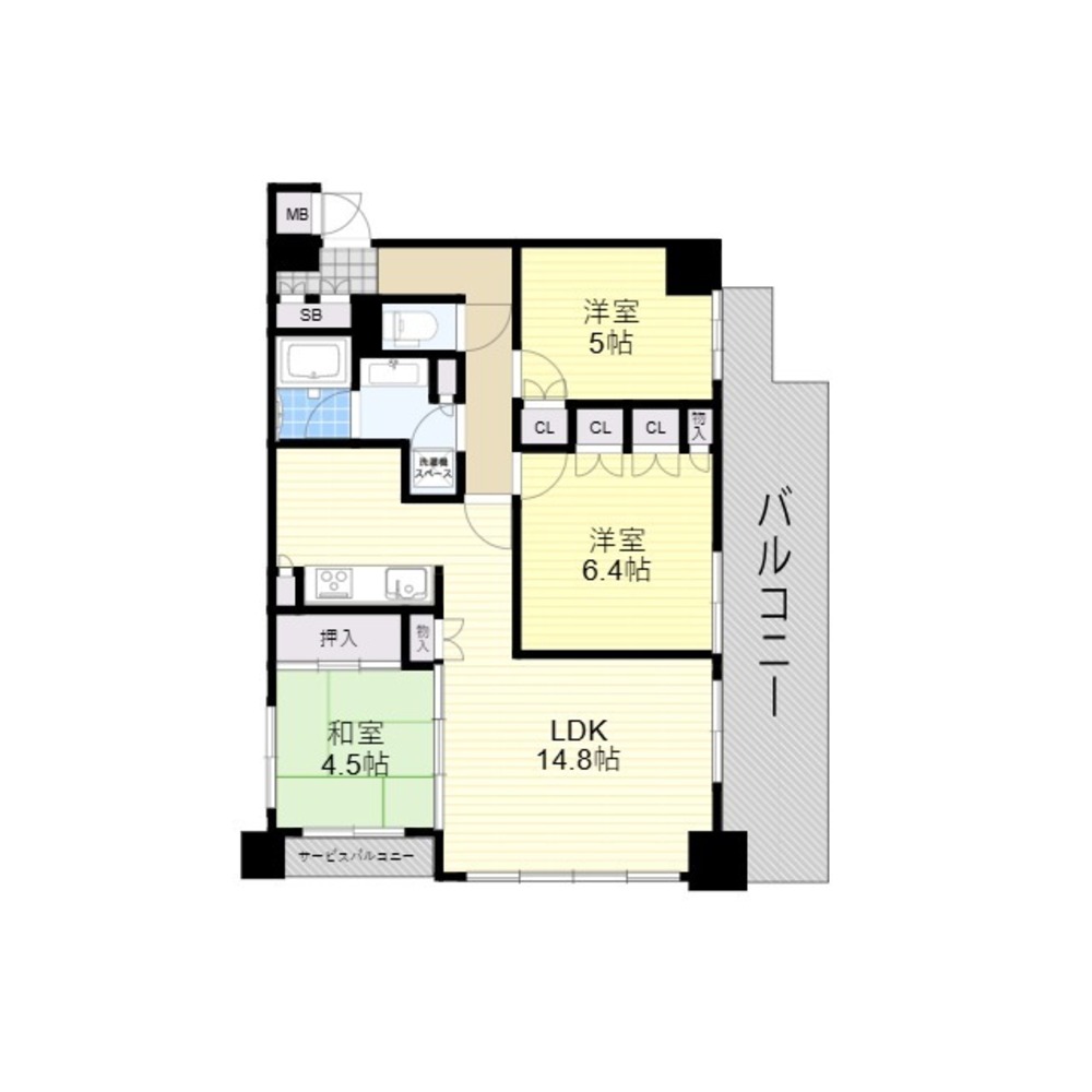 アメニティ山科駅前【分譲】 京都府京都市山科区上野御所ノ内町 (16.5万円／3LDK (和室4.5 洋室5 洋室6.4 LDK14.8)／71.76㎡)｜賃貸物件(賃貸マンション・アパート ...