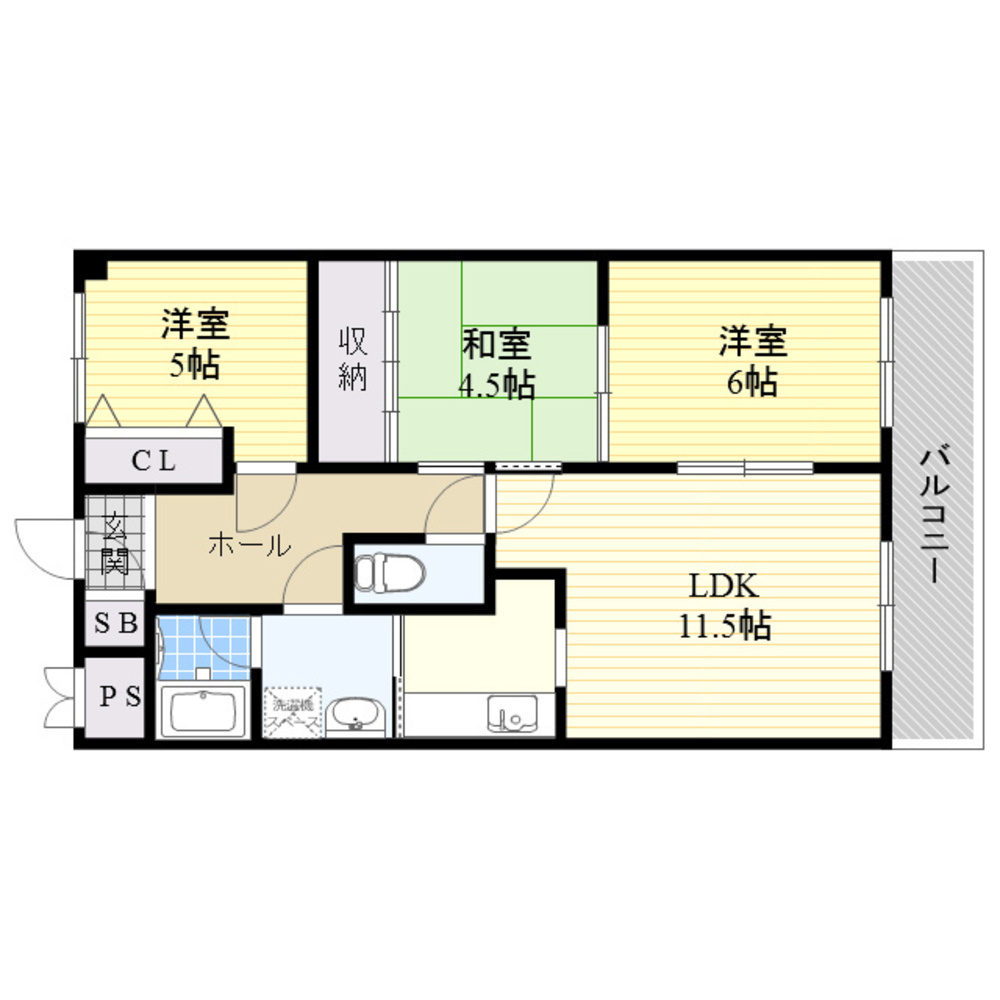 東海道本線（JR西日本） 千里丘駅 地上6階建て 築32年 大阪府摂津市千里丘東1丁目 (9.3万円／3LDK (和室4.5 洋室5 洋室6 LDK14)／65㎡)｜賃貸物件(賃貸マンション ...