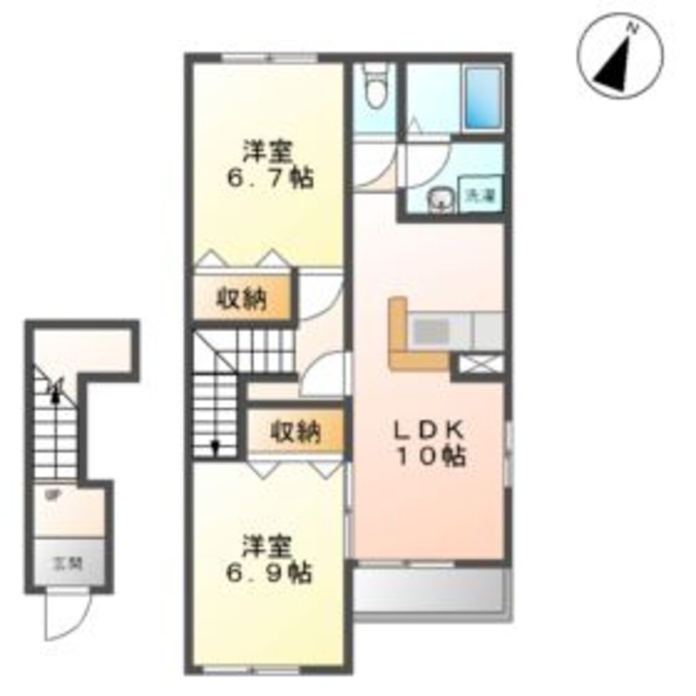 グランディールII 福島県いわき市小名浜字吹松 (5.9万円／2LDK (洋室6.7 洋室6.9 LDK10)／56.71㎡)｜賃貸物件(賃貸マンション・アパート・一戸建て)の住宅情報・お ...