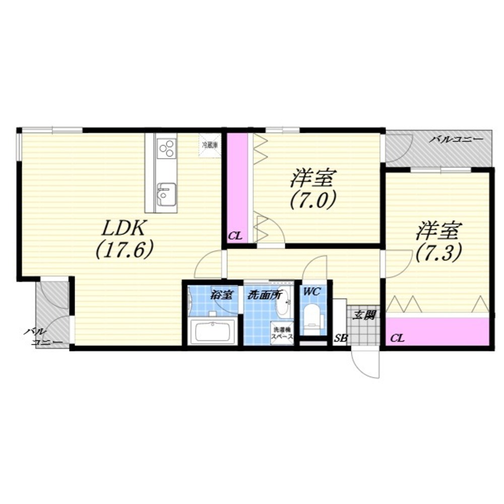 阪急神戸本線 芦屋川駅 地上2階建て 築8年 兵庫県芦屋市松ノ内町 (19.6万円／2LDK (洋室7 洋室7.3 LDK17.6)／71.76㎡)｜賃貸物件(賃貸マンション・アパート・一戸 ...