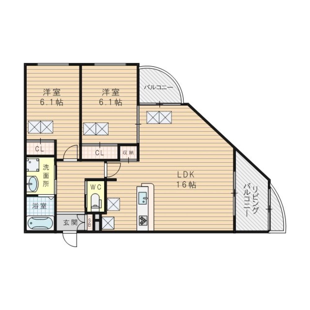 シャンクレール西三国 大阪府大阪市淀川区西三国1丁目 (13万円／2LDK (洋室6.1 洋室6.1 LDK16)／67.56㎡)｜賃貸物件(賃貸マンション・アパート・一戸建て)の住宅情報・お ...