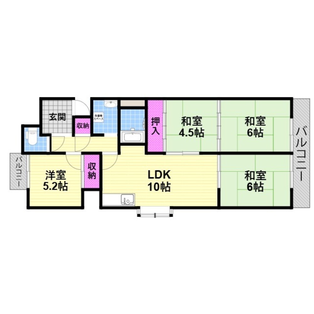 木の国ハイツ 大阪府東大阪市中新開2丁目 (10.2万円／4LDK (和室4.5 和室6 和室6 洋室5.2 LDK10)／74.6㎡)｜賃貸物件(賃貸マンション・アパート・一戸建て)の住宅 ...