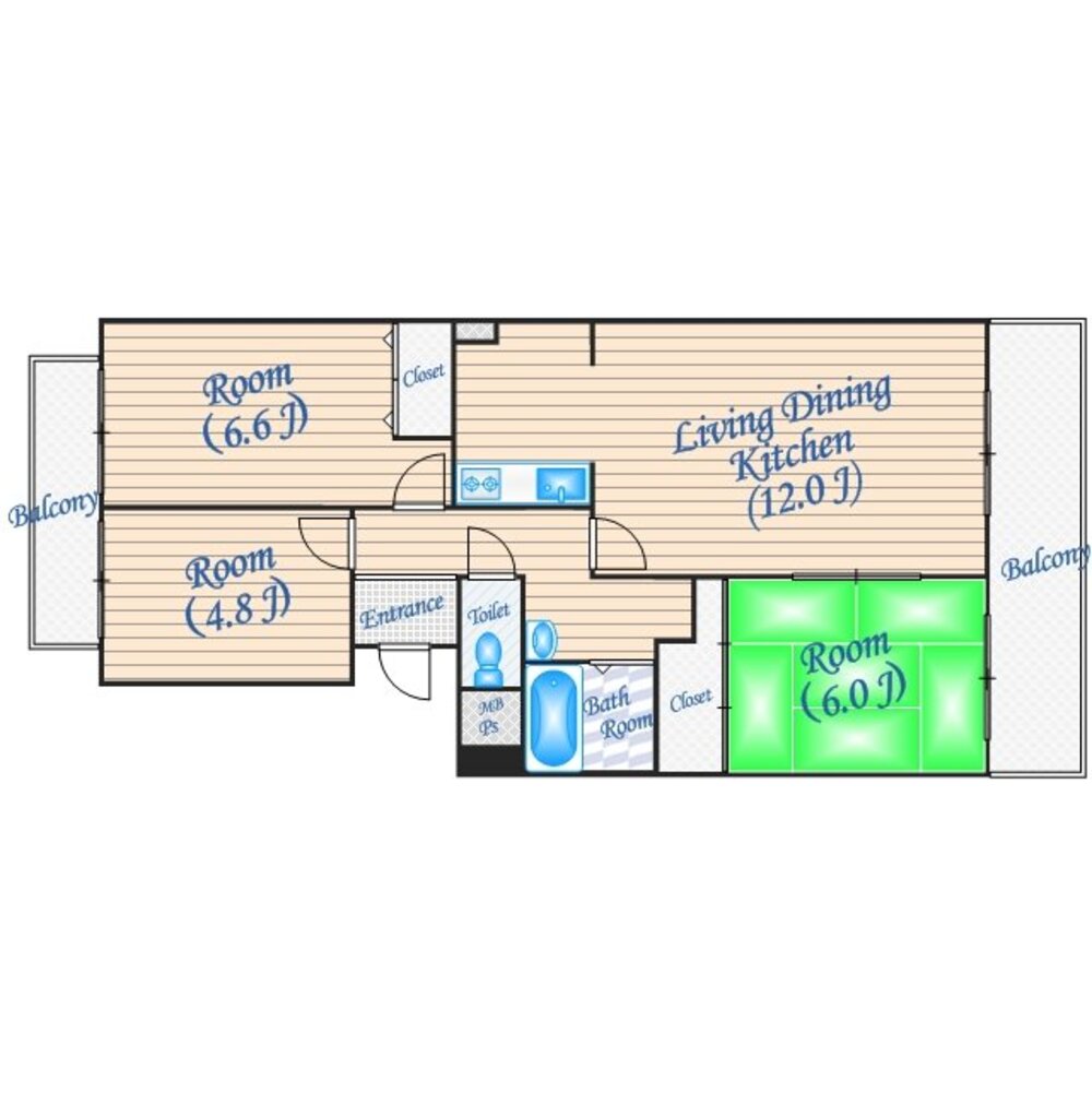 エンドレス千里 大阪府豊中市上新田4丁目 (8.3万円／3LDK (和室6 洋室4.8 洋室6.6 LDK12)／70.33㎡)｜賃貸物件(賃貸マンション・アパート・一戸建て)の住宅情報・お ...