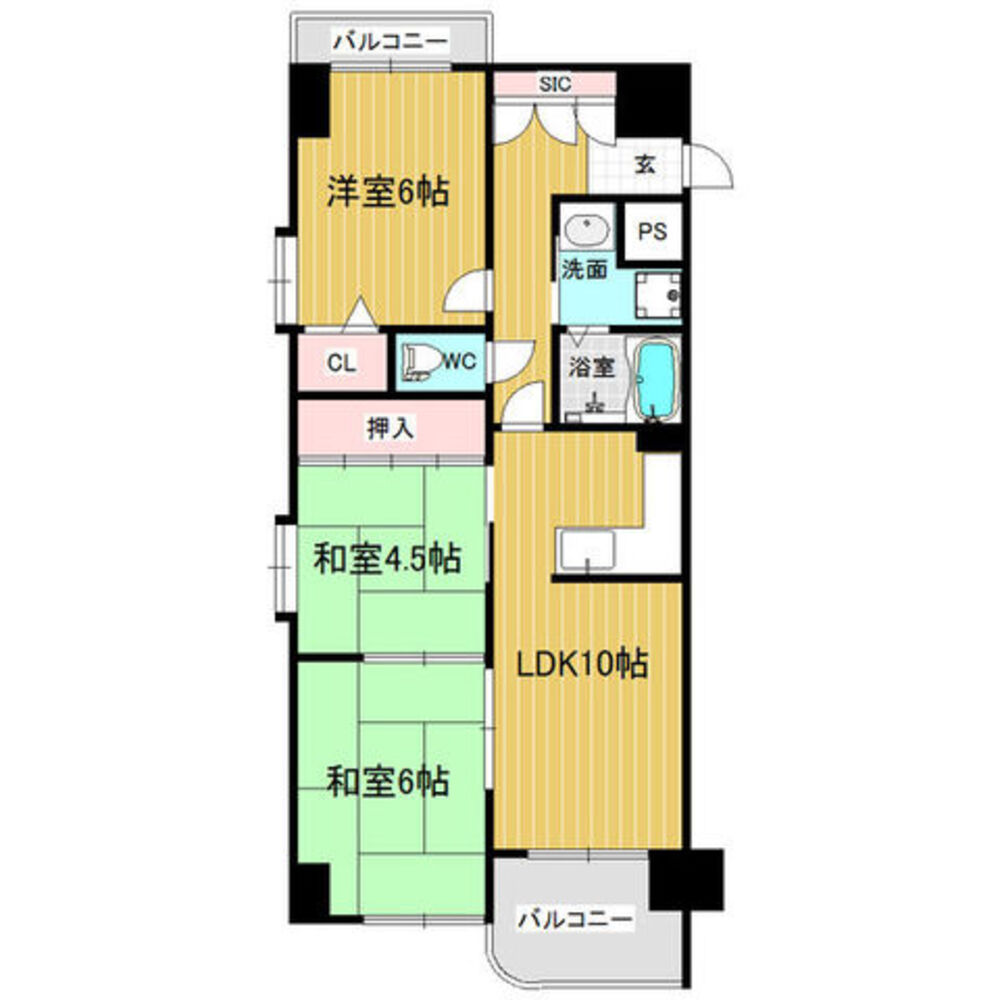近鉄けいはんな線 荒本駅 地上9階建て 築35年 大阪府東大阪市横枕西 (7万円／3LDK (和室4.5 和室6 洋室6 LDK10)／61.83㎡)｜賃貸物件(賃貸マンション・アパート・一戸 ...