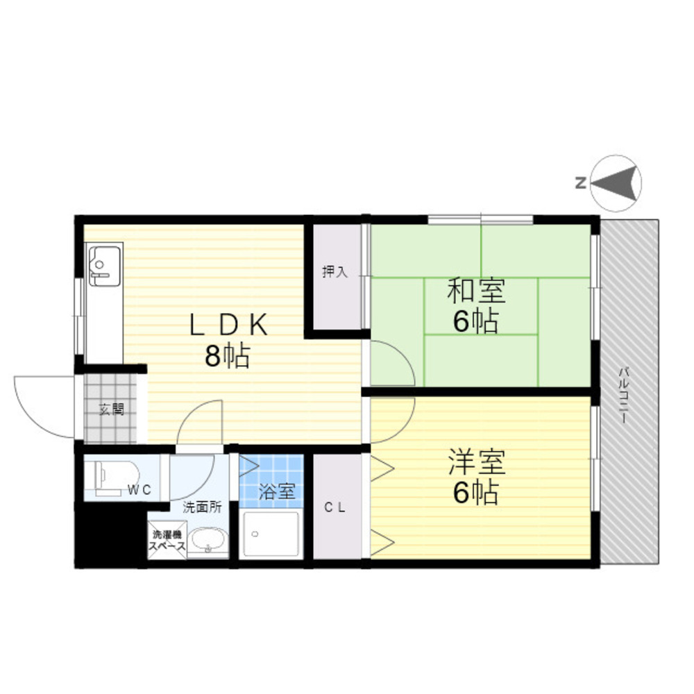 片町線 鴻池新田駅 地上4階建て 築30年 大阪府東大阪市西鴻池町1丁目 (5.8万円／2LDK (和室6 洋室6 LDK8)／47.52㎡)｜賃貸物件(賃貸マンション・アパート・一戸建て)の ...