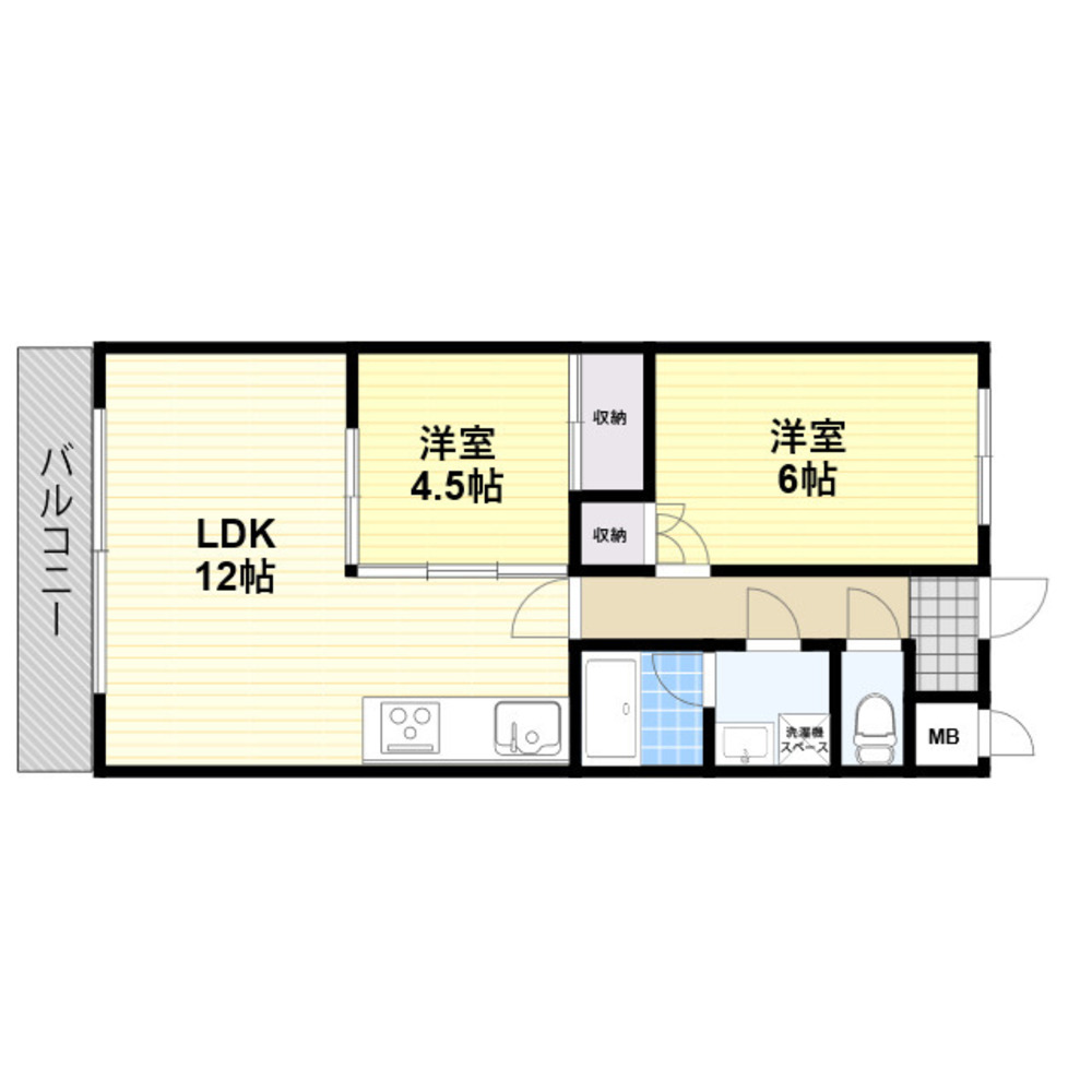 関西本線（JR西日本） 王寺駅 地上3階建て 築28年 奈良県生駒郡三郷町勢野東6丁目 (5.8万円／2LDK (洋室4.5 洋室6 LDK12)／50㎡)｜賃貸物件(賃貸マンション・アパート ...