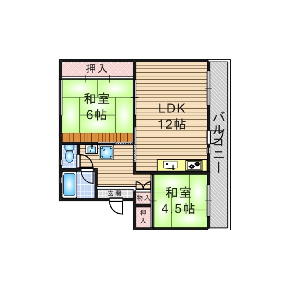 富田第二住宅64号棟 大阪府高槻市牧田町 (4.2万円／2LDK (和室4.5 和室6 LDK12)／48.96㎡)｜賃貸物件(賃貸マンション・アパート・一戸建て)の住宅情報・お部屋探しなら ...