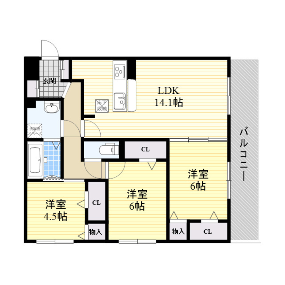 リガーレ千里丘 大阪府吹田市千里丘下 (15.5万円／3LDK (洋室4.5 洋室6 洋室6 LDK14.1)／75.3㎡)｜賃貸物件(賃貸マンション・アパート・一戸建て)の住宅情報・お ...