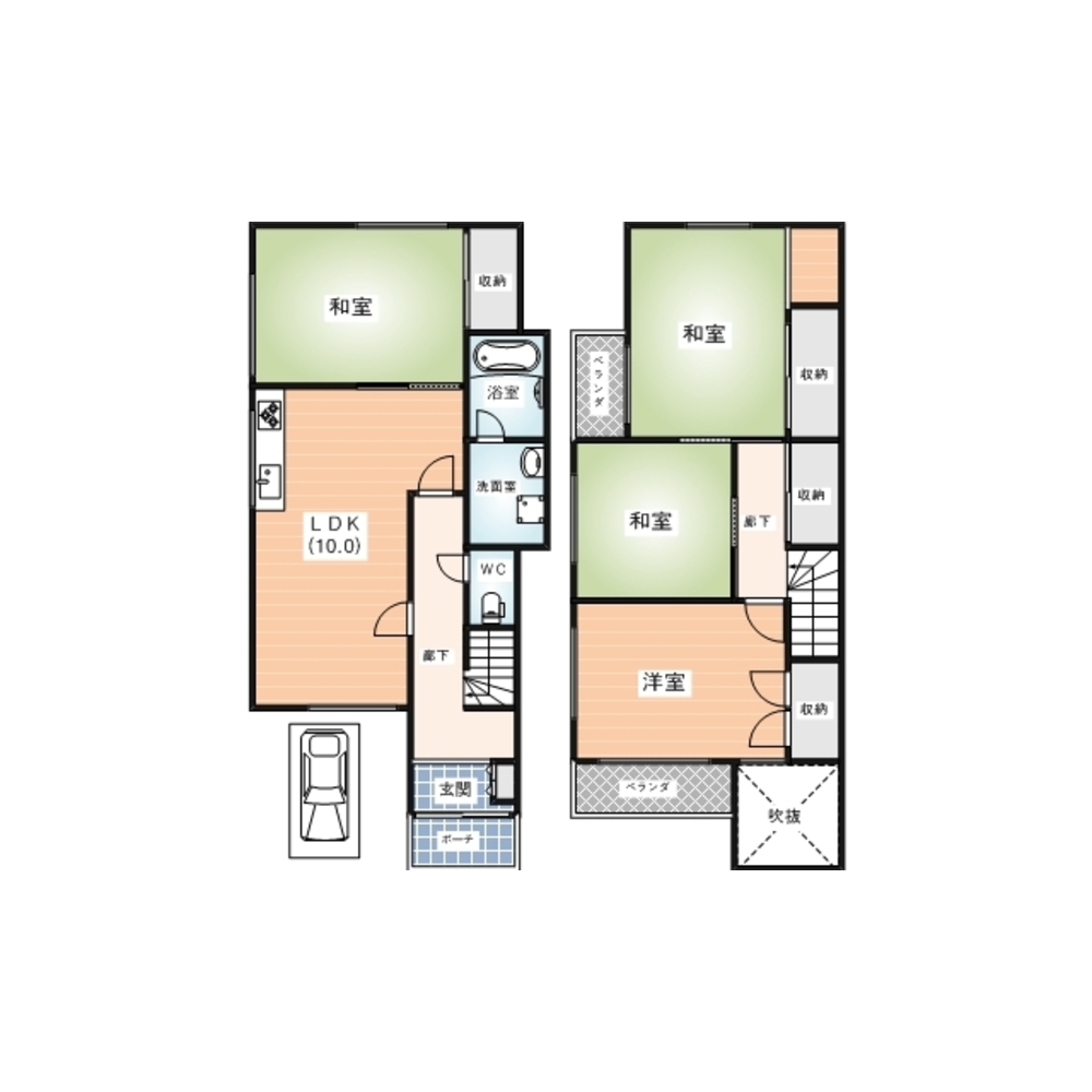 関西本線（JR西日本） 大和小泉駅 地上2階建て 築41年 奈良県大和郡山市新町 (6万円／4LDK (和室4.5 和室6 和室6 洋室6 LDK10)／80.82㎡)｜賃貸物件(賃貸 ...
