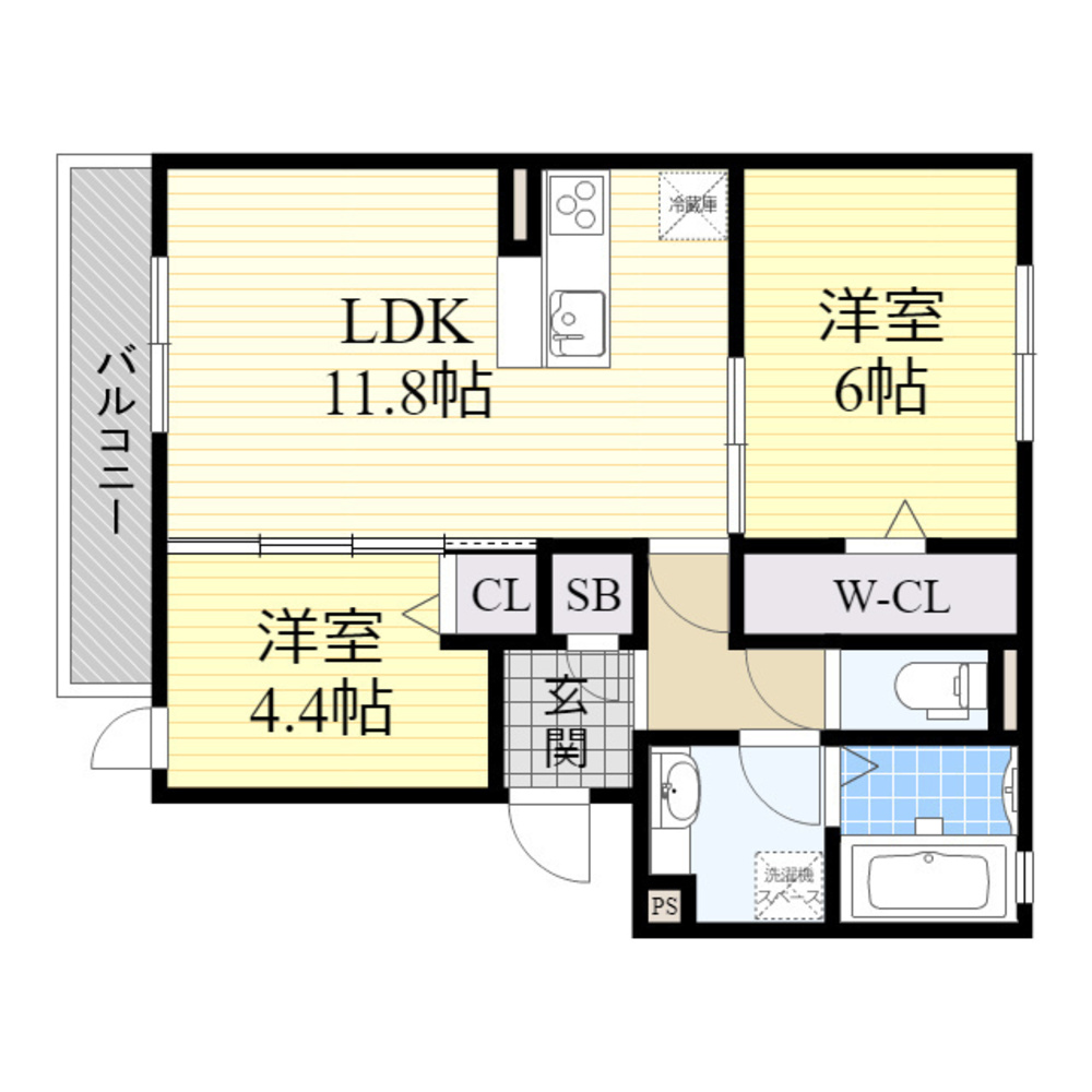 コウ ラニカイ エヴァ 大阪府守口市金田町6丁目 (9万円／2LDK (洋室4.4 洋室6 LDK11.8)／53.98㎡)｜賃貸物件(賃貸マンション・アパート・一戸建て)の住宅情報・お ...