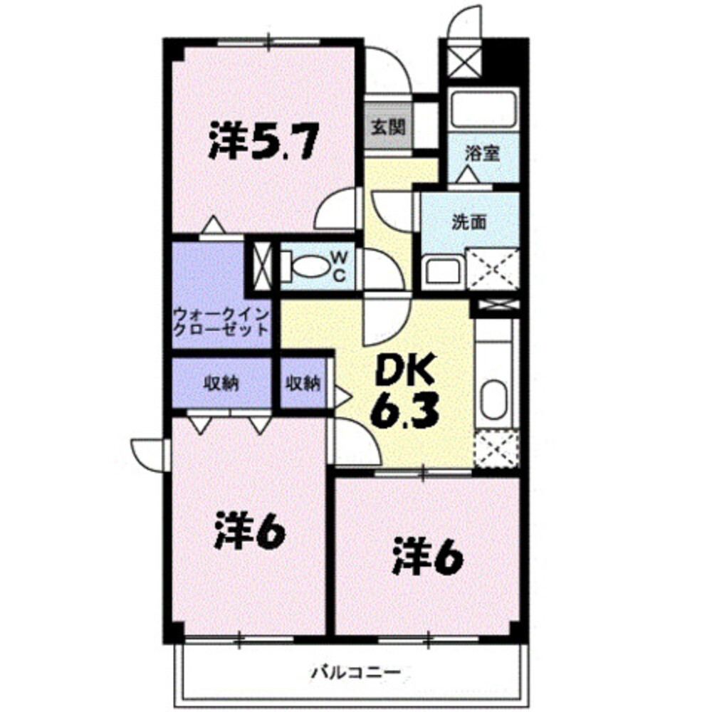 ソレアード北六甲 兵庫県神戸市北区西大池2丁目 (5.7万円／3DK (洋室5.7 洋室6 洋室6 DK6.3)／57.02㎡)｜賃貸物件(賃貸マンション・アパート・一戸建て)の住宅情報・お ...