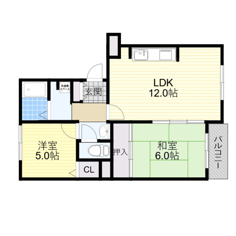コリンベール 大阪府豊中市旭丘 (7.5万円／2LDK (和室6 洋室5 LDK12)／56.2㎡)｜賃貸物件(賃貸マンション・アパート・一戸建て)の住宅情報・お部屋探しならYahoo!不動産