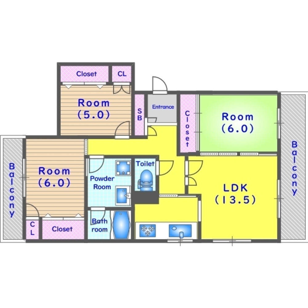 阪急京都本線 桂駅 地上3階建て 築31年 京都府京都市西京区桂木ノ下町 (14万円／3LDK (和室6 洋室5 洋室6 LDK13.5)／77.9㎡)｜賃貸物件(賃貸マンション・アパート ...