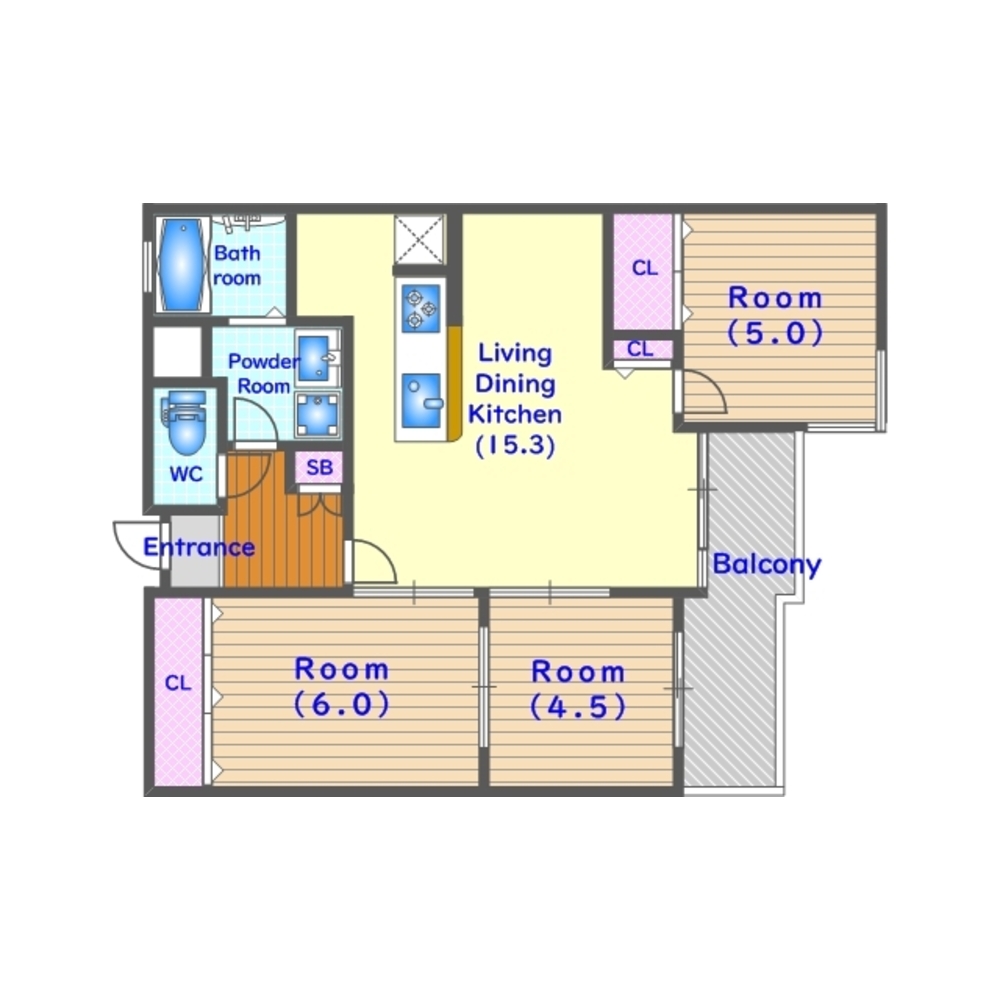 ルシエルJR向日町 京都府京都市南区久世中久世町5丁目 (11万円／3LDK (洋室4.5 洋室5 洋室6 LDK15.3)／65.53㎡)｜賃貸物件(賃貸マンション・アパート・一戸建て)の ...