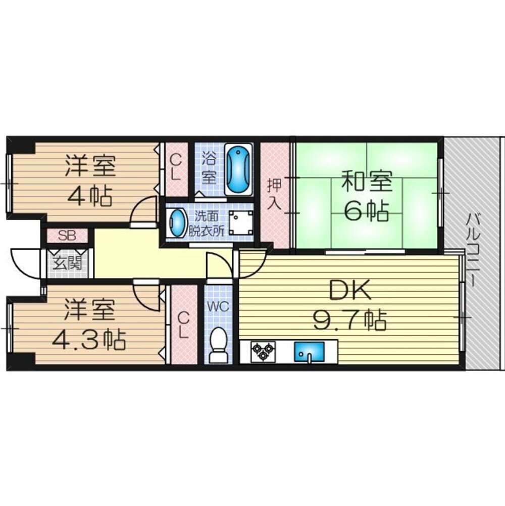 ライオンズマンション新大阪第6 大阪府大阪市淀川区木川東4丁目 (10万円／3LDK (和室6 洋室4 洋室4.3 DK9.7)／53.27㎡)｜賃貸物件(賃貸マンション・アパート・一戸建て ...