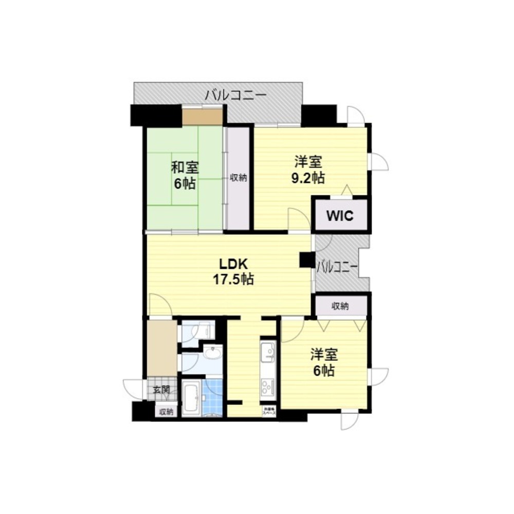 朝日プラザアトリアーナ八木 奈良県橿原市新賀町 (13万円／3LDK (和室6 洋室6 洋室9.2 LDK17.5)／94.57㎡)｜賃貸物件(賃貸マンション・アパート・一戸建て)の住宅情報 ...