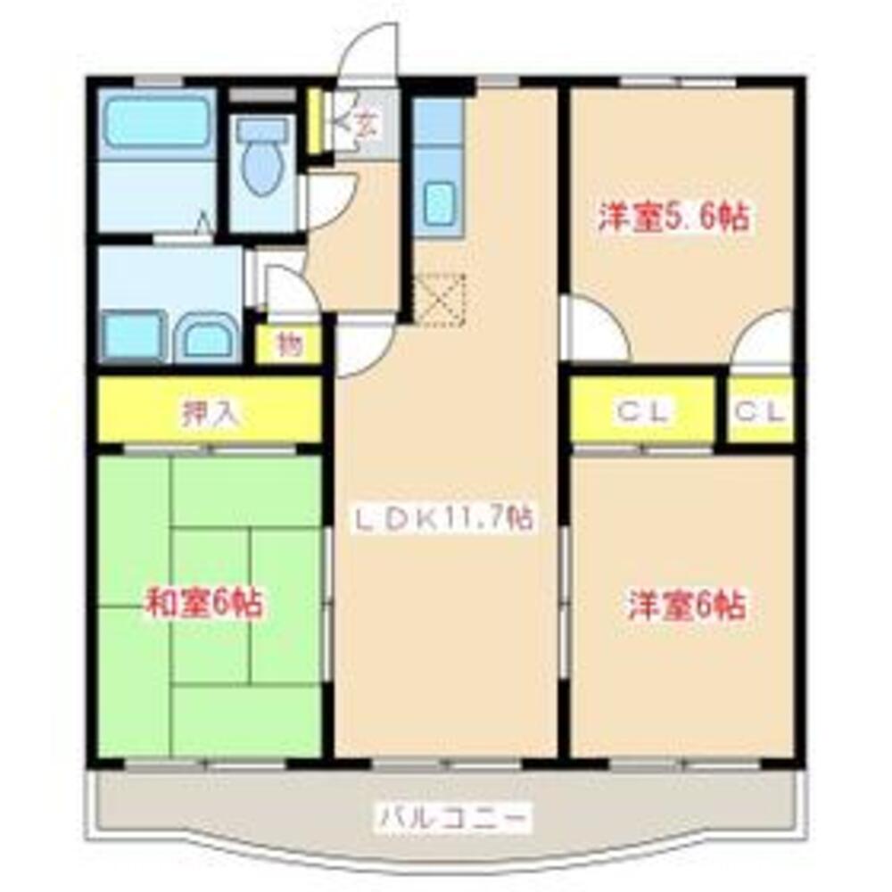 SKシャルマン 鹿児島県薩摩川内市御陵下町 (6万円／3LDK (和室6・洋室5．6・洋室6・LDK11．7)／65.57㎡)｜賃貸物件(賃貸マンション・アパート・一戸建て)の住宅情報・お ...