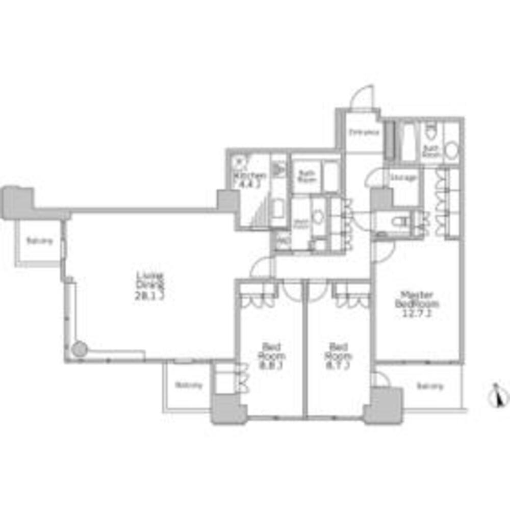 六本木ヒルズレジデンス B棟 東京都港区六本木6丁目 (138万円／3LDK (洋 12.7・8.7・8.8 LDK 32.5)／142.72㎡)｜賃貸物件(賃貸マンション・アパート・一戸建て ...