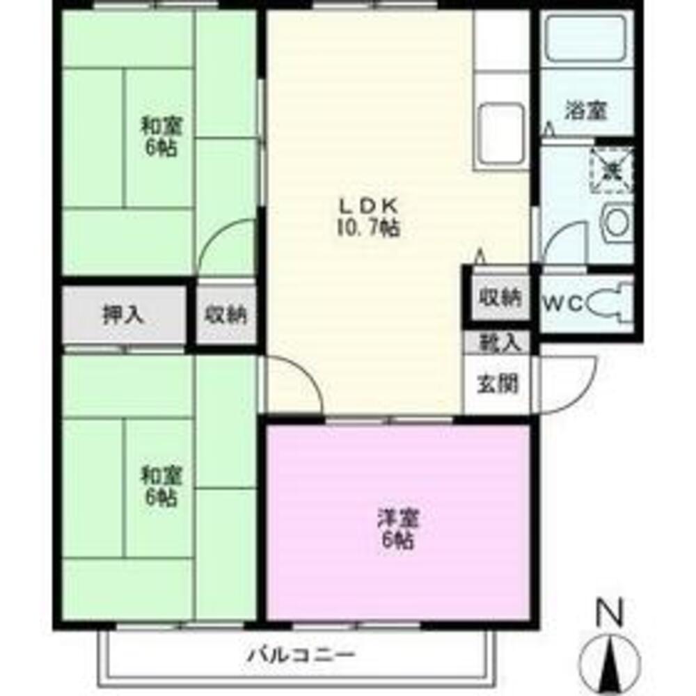 サンビレッジTANAKA B 埼玉県草加市金明町 (7.5万円／3LDK (和室6畳/和室6畳/洋室6畳/LDK10．7畳)／57.42㎡)｜賃貸物件(賃貸マンション・アパート・一戸建て)の ...