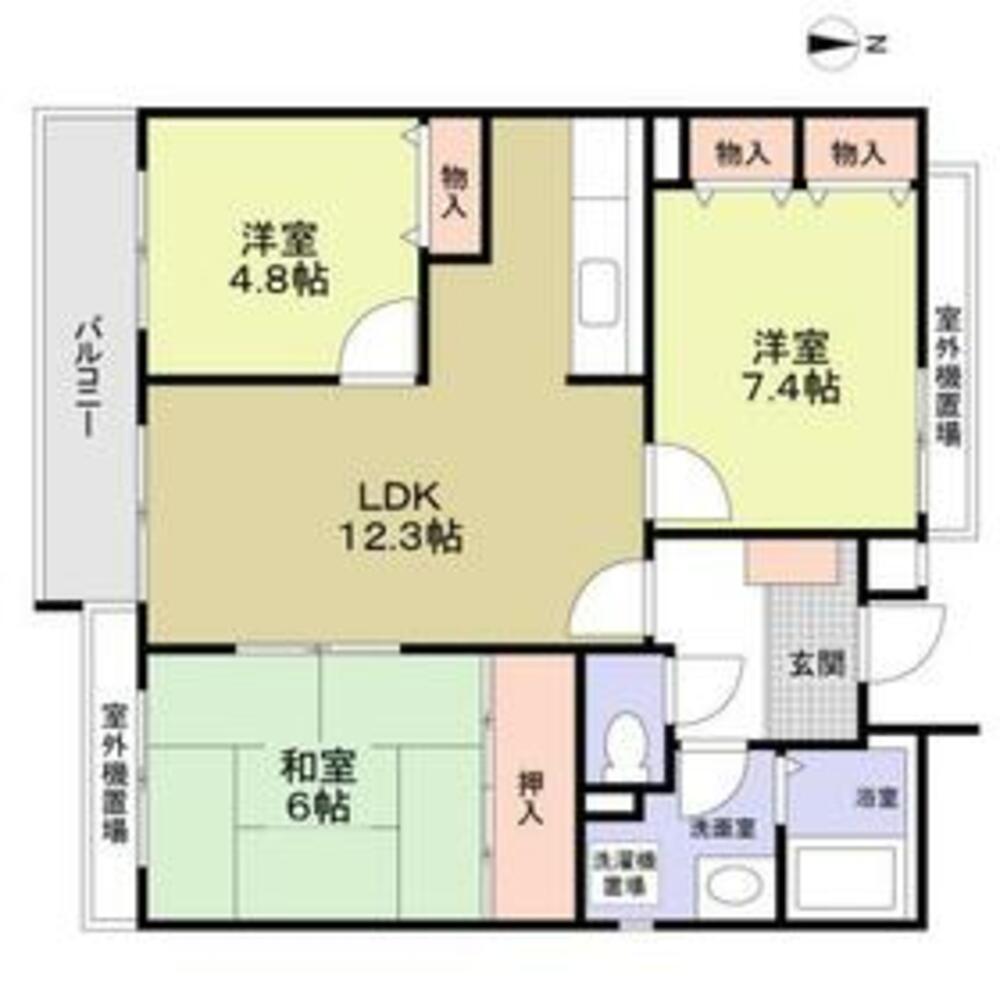 コート・若園 大阪府茨木市若園町 (7.7万円／3LDK (LDK12．3/和6/洋7．4/洋4．8)／65.2㎡)｜賃貸物件(賃貸マンション・アパート・一戸建て)の住宅情報・お部屋探しなら ...