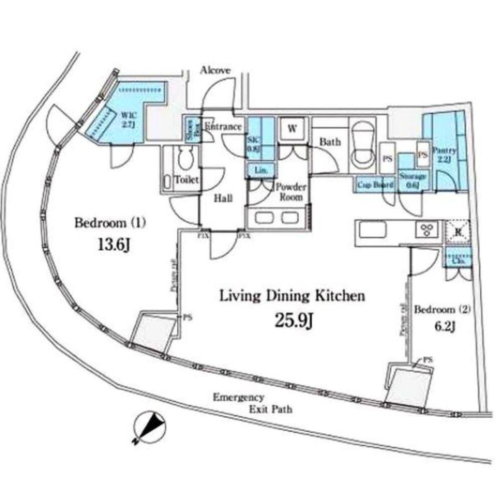 東京メトロ銀座線 青山一丁目駅 地上26階建て 築6年 東京都港区南青山2丁目 (102万円／2SLDK (LDK25．9/洋13．6/洋6．2)／105.44㎡)｜賃貸物件(賃貸マンション ...