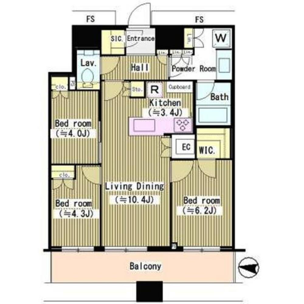 都営大江戸線 勝どき駅 地上53階建て（地下2階付き） 築7年 東京都中央区勝どき5丁目 (35万円／3LDK (LDK13．8/洋6．2/洋4．3/洋4)／70.01㎡)｜賃貸物件(賃貸 ...