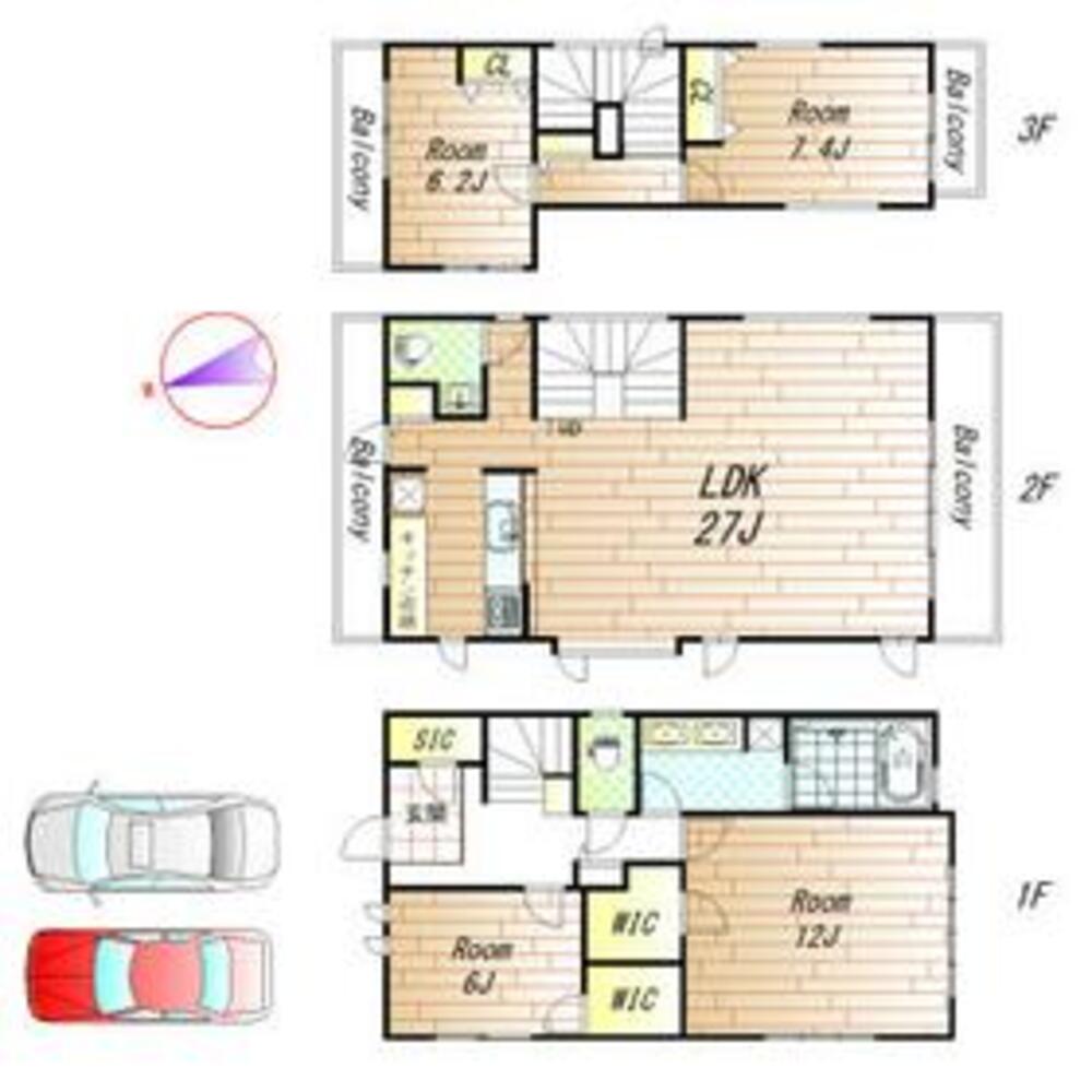東急東横線 学芸大学駅 地上3階建て 築14年 東京都目黒区碑文谷6丁目 (60万円／4LDK (洋 12・7.4・6.2・6 LDK 27)／151.92㎡)｜賃貸物件(賃貸マンション ...