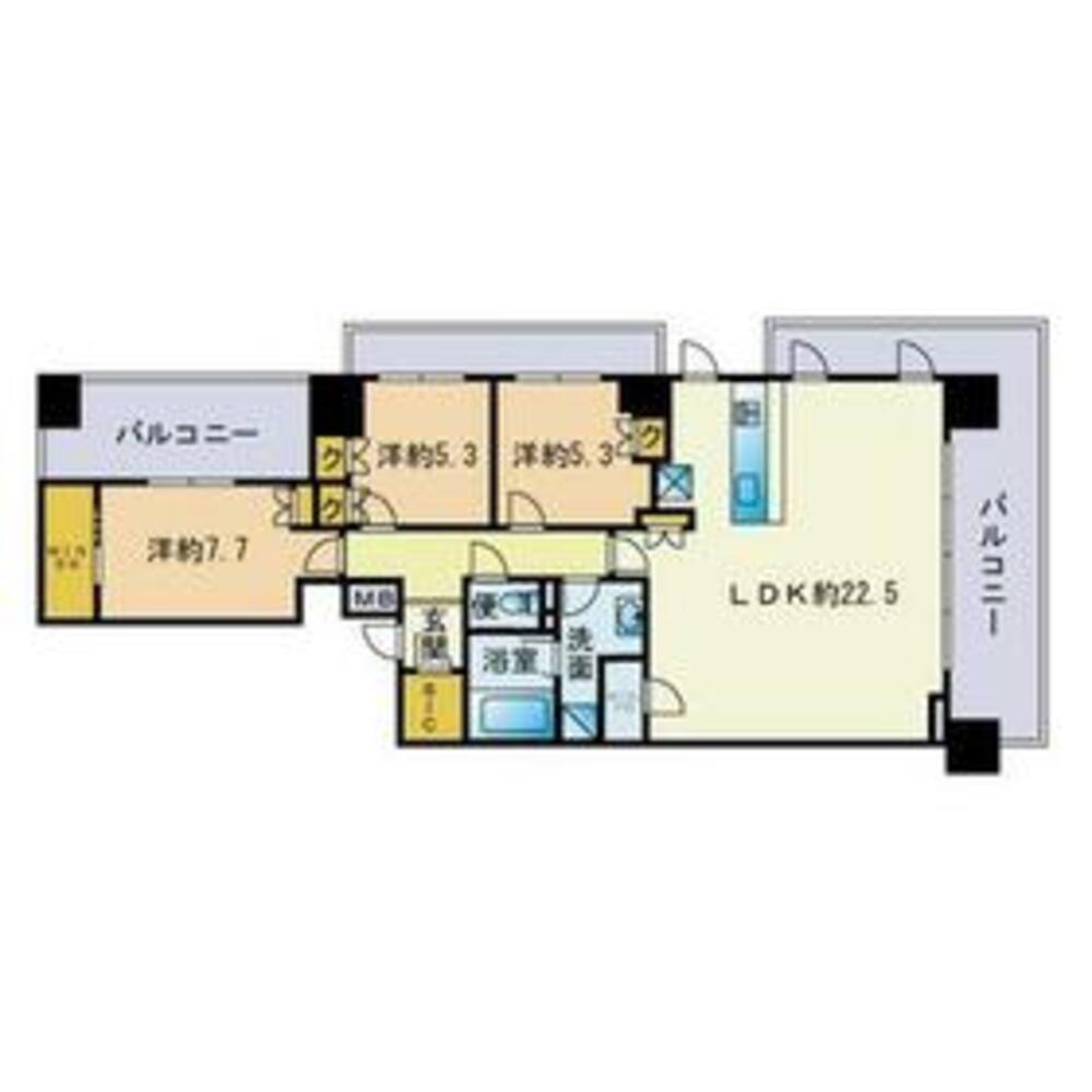 ザ・パークハウス桜坂サンリヤン 福岡県福岡市中央区桜坂3丁目 (27.5万円／3LDK (LDK 26．2/洋室 7．7/洋室 5．3/洋室 5．3)／101.65㎡)｜賃貸物件(賃貸 ...