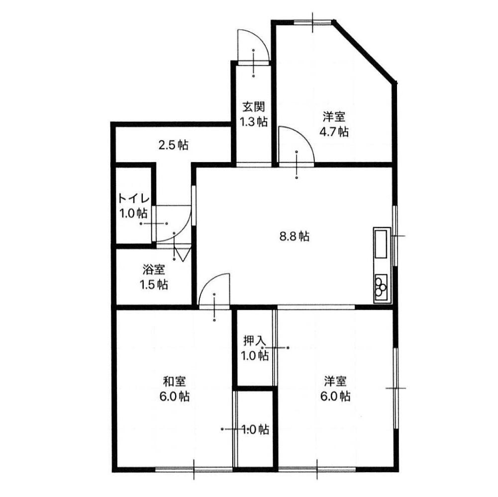 ロイヤルコーポ 高知県高知市南宝永町 (6.2万円／3LDK (和室6 洋室6 洋室6 LDK14)／76.79㎡)｜賃貸物件(賃貸マンション・アパート・一戸建て)の住宅情報・お部屋探しなら ...